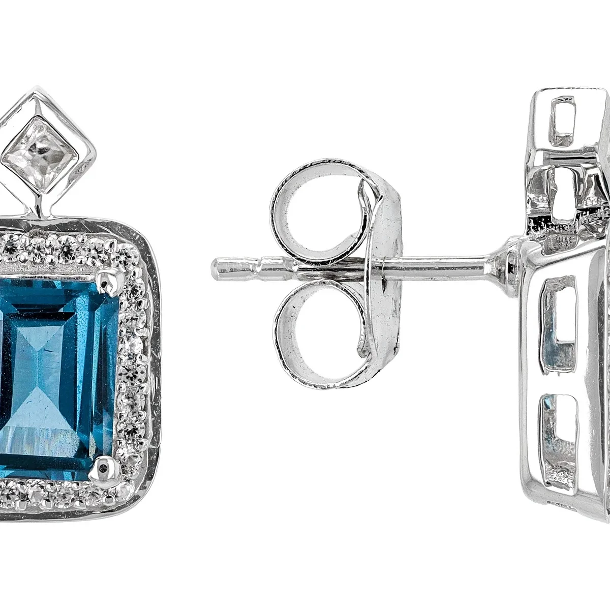 Teal Lab Created Spinel Rhodium Over 925 Silver Earrings Sterling ...