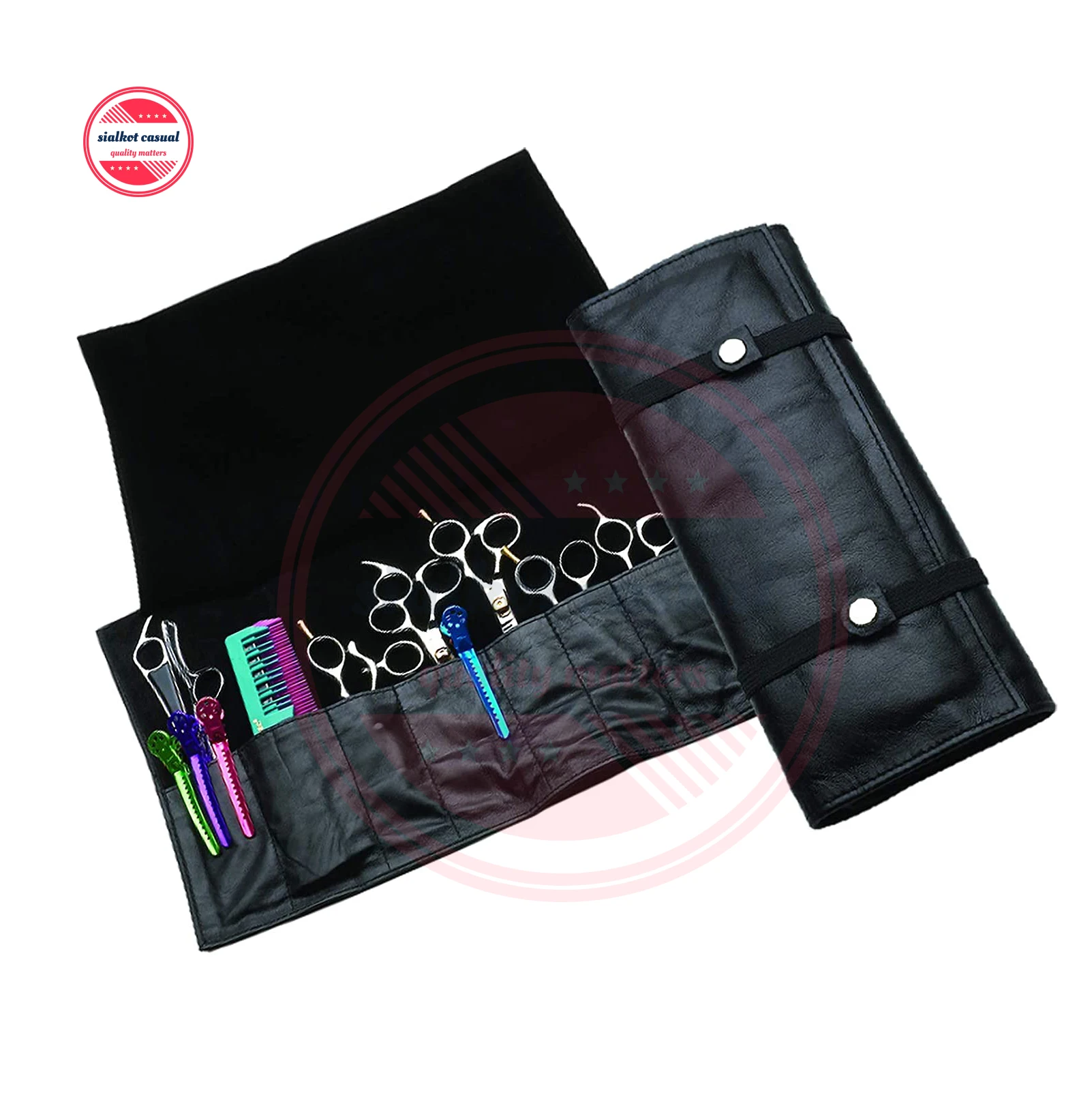 Salon Hairdressing Tools Roll up Case Pouch | Genuine Leather Hair ...