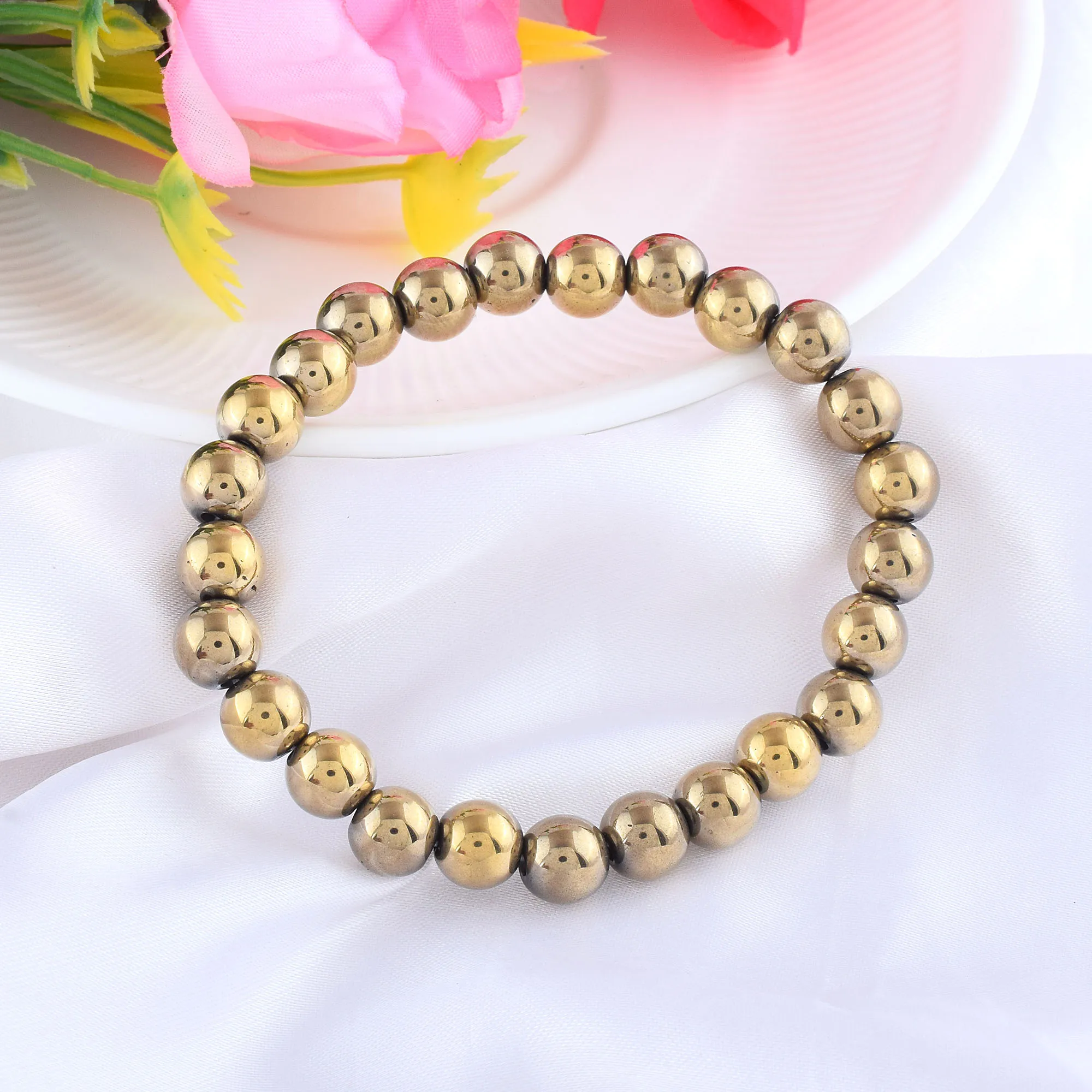 Natural Pyrite Bracelet Genuine Crystal Pyrite 8mm Stone Gemstone ...