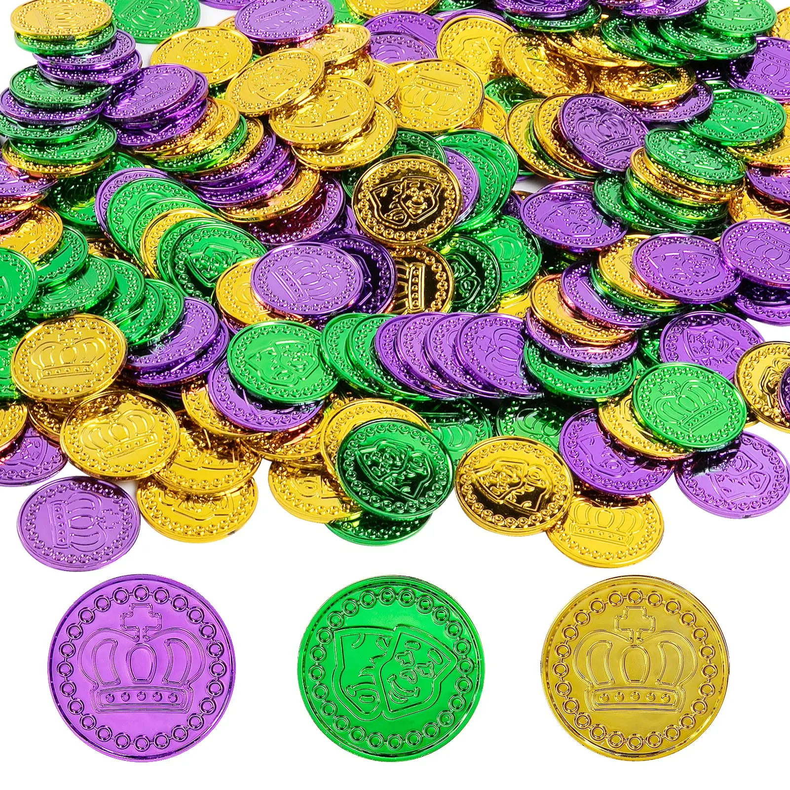 Mardi Gras Coloured Gold Coins Plastic Coins Halloween Lucky Coins ...