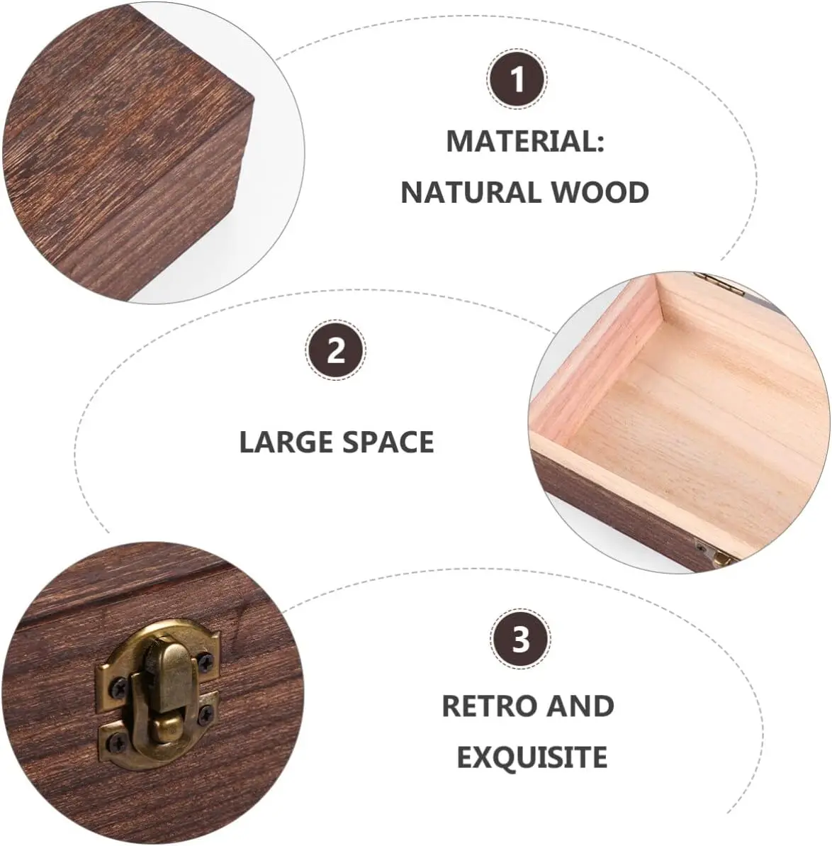 Wooden Storage Box,Vintage Wooden Treasure Box With Latch,Rectangular ...