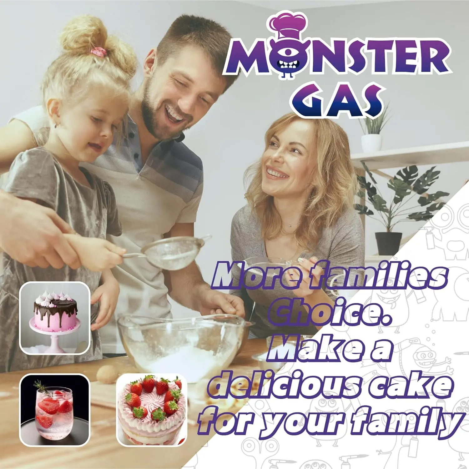 Monster Gas 3.3 Liter 2000g Cream Charger 2000g Canned Pressure Cream ...