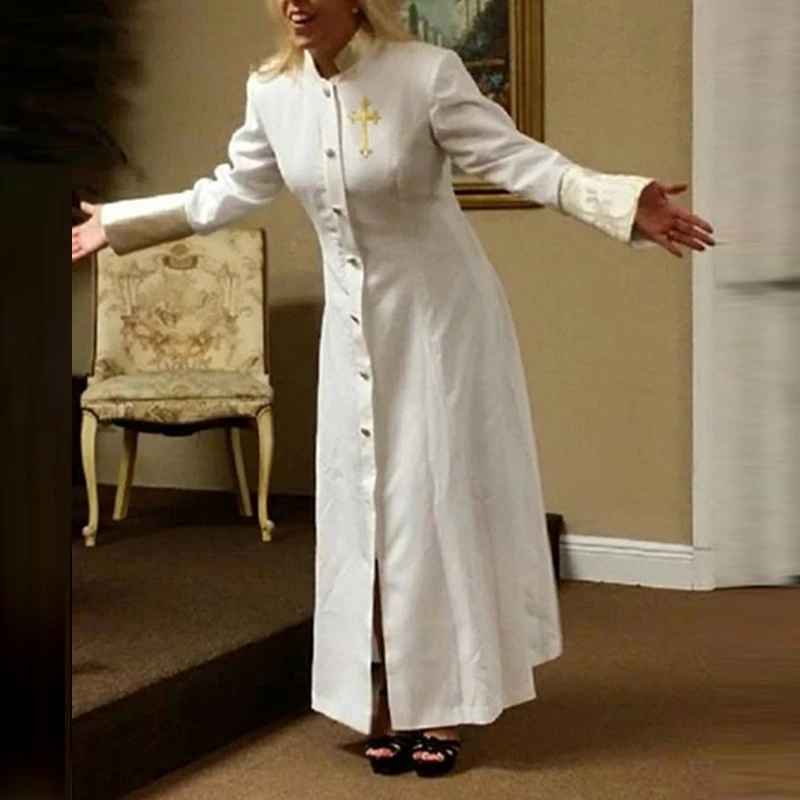 2023 Vintage Clergy Apparel Clothing Women Clergy Dress O Neck Long ...