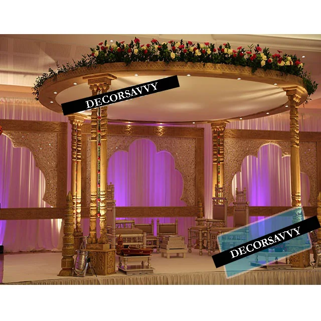 Latest And Trendy Twin Pillar Wooden Wedding Mandap Double Pole Mandap ...