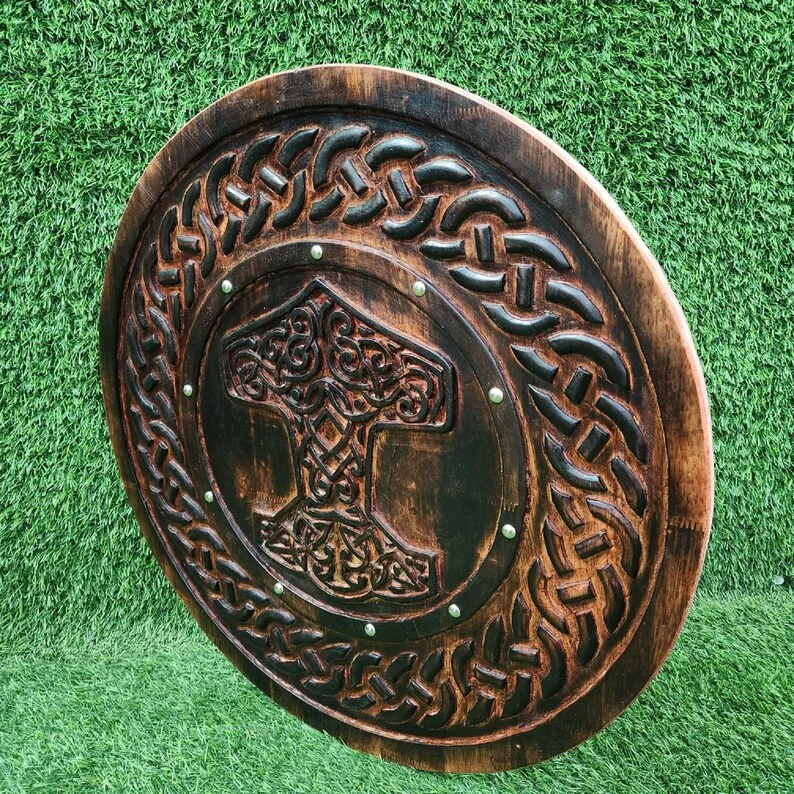 Medieval Wooden Viking Round Knight Battle Warrior Shields Wooden ...