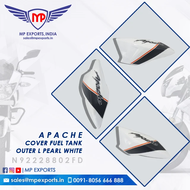 Genuine Quality Pearl White Fuel Tank Cover for TVS Apache