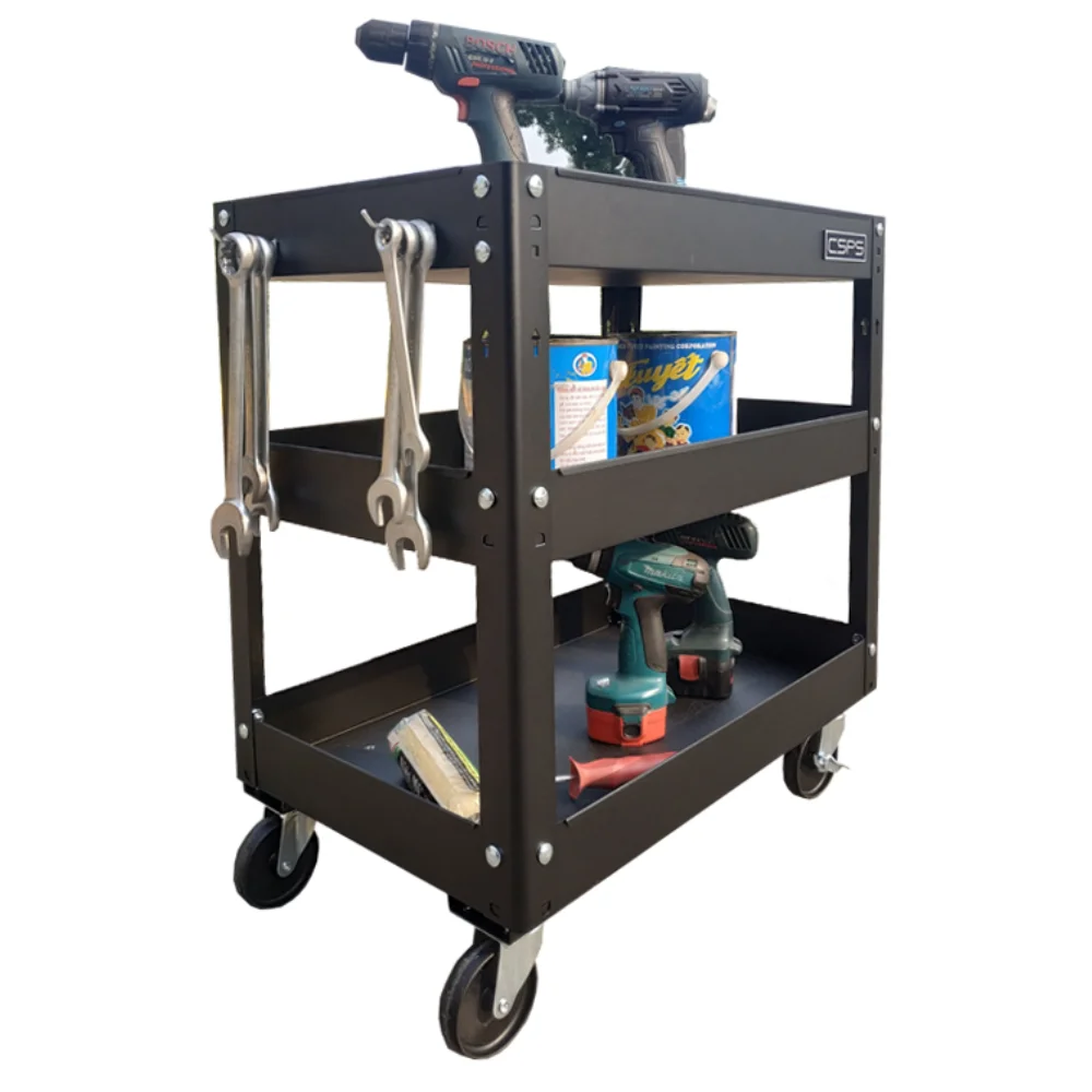 Tool Cart Trolley With Handle and Wheel Heavy Duty Metal Tool Storage ...
