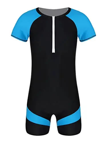 Kid Girls One Piece Swimsuit Training Competition Knee Length Bathing ...