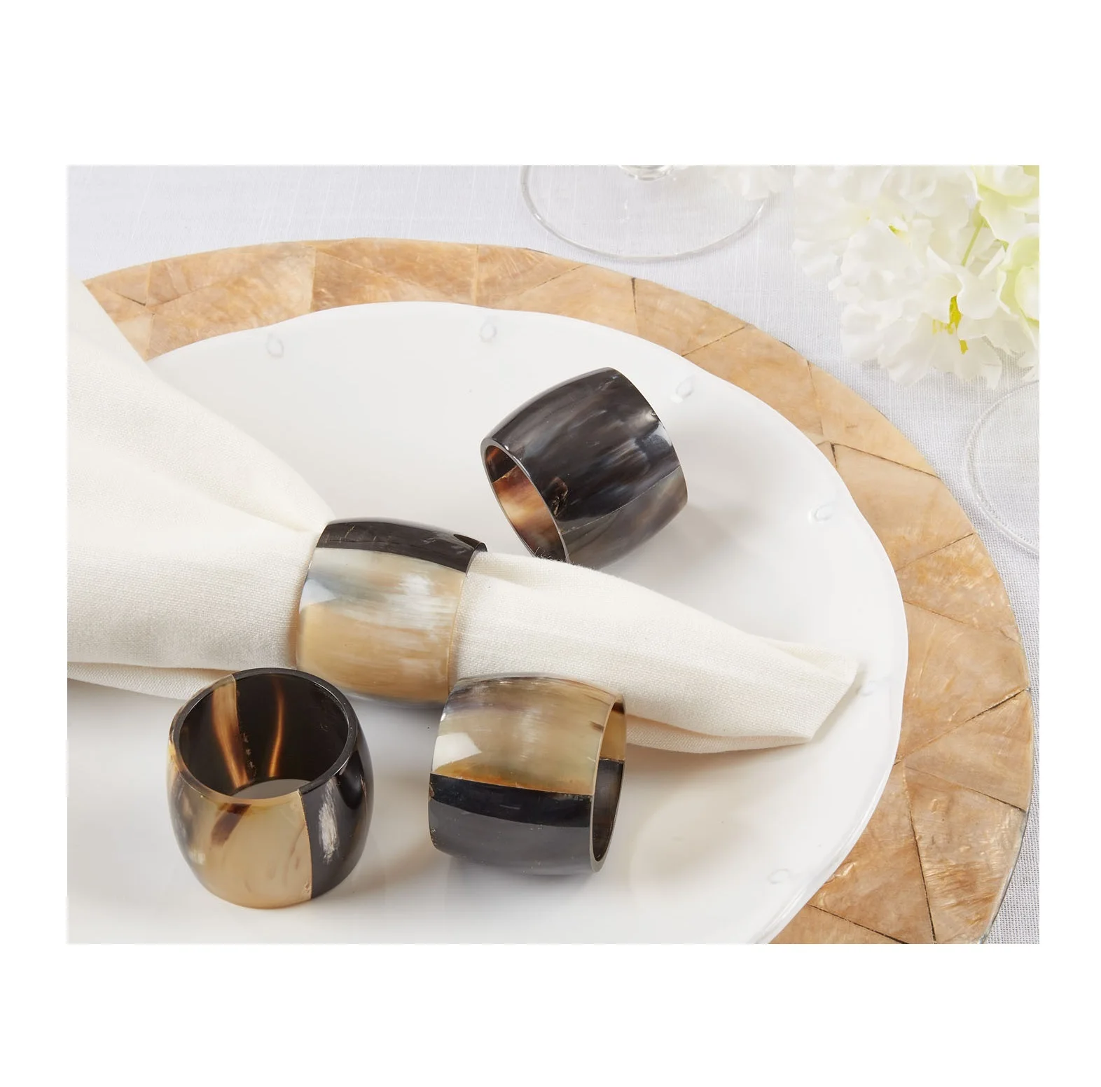 Table Ware Horn Napkin Ring Highly Polished Round Shape Napkin Rings ...