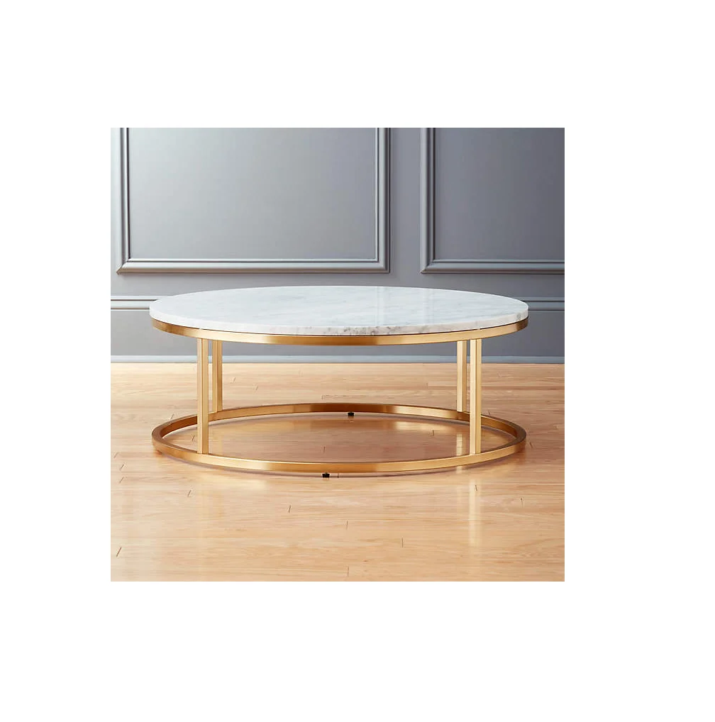 Luxury Modern Mable And Brass Table Leg Round Marble Coffee Table ...