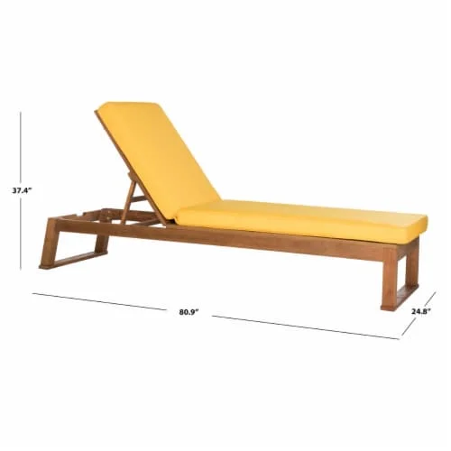 Lemah Modern Design Yellow Sun Lounger Teak Solid Wooden with Natural ...