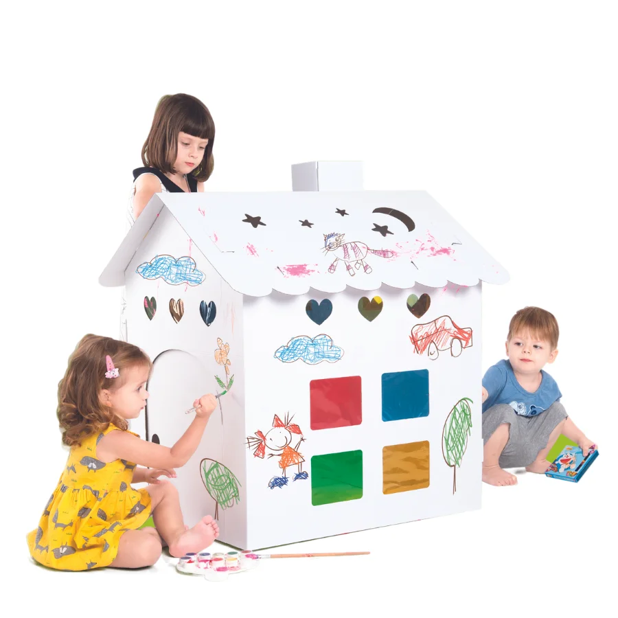 Paper House Paper Drawing And Coloring Puzzle Diy Educational Cardboard ...