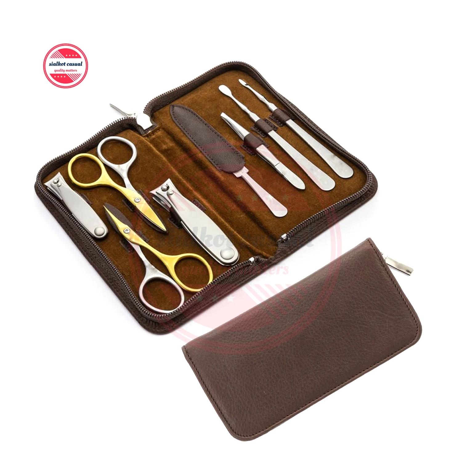 Manicure Pedicure Leather Zipper Case | Genuine Leather Pouch for Salon ...
