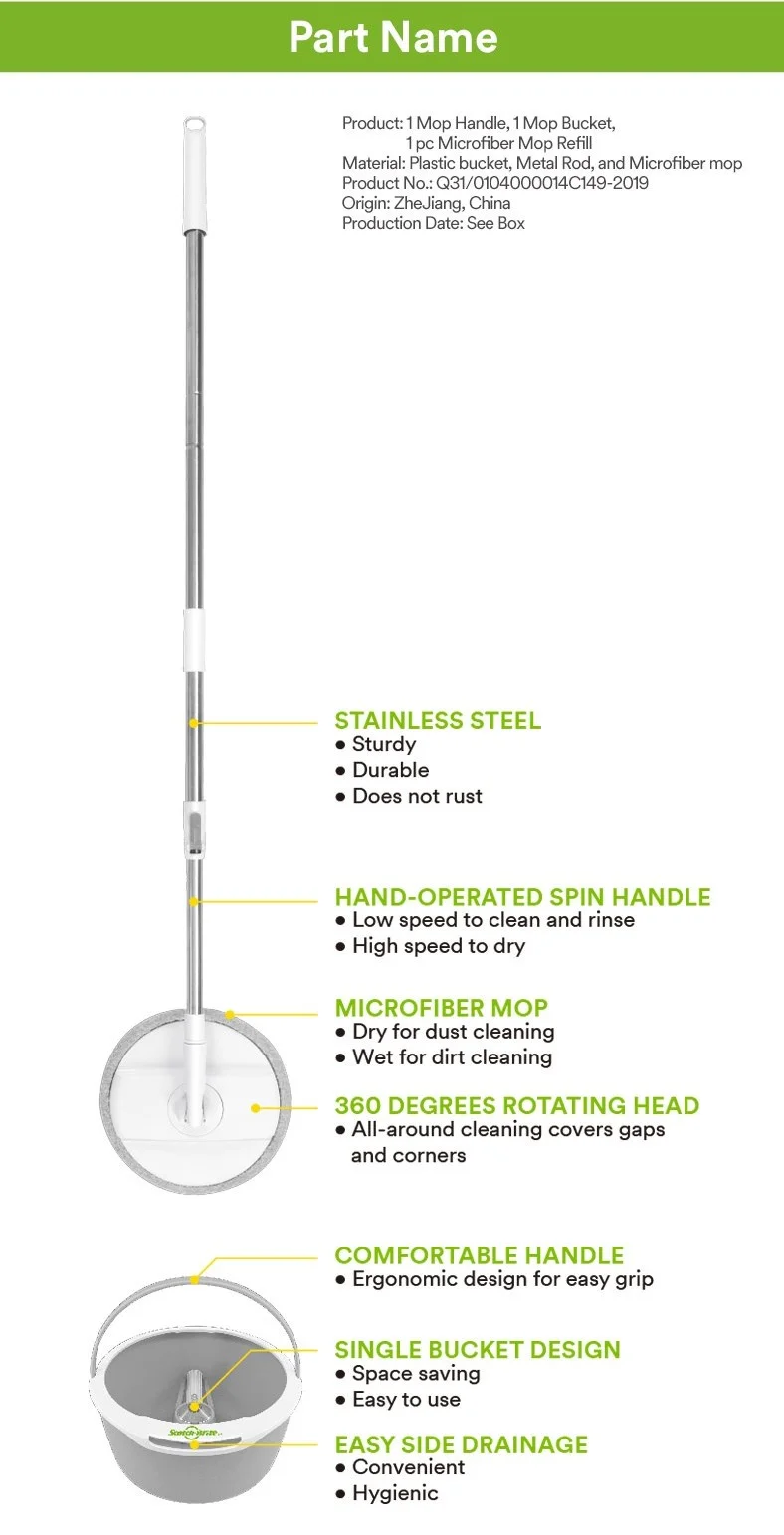 3m Scotch-brite T6 Single Bucket Spin Mop - Compact/clean / 100% ...