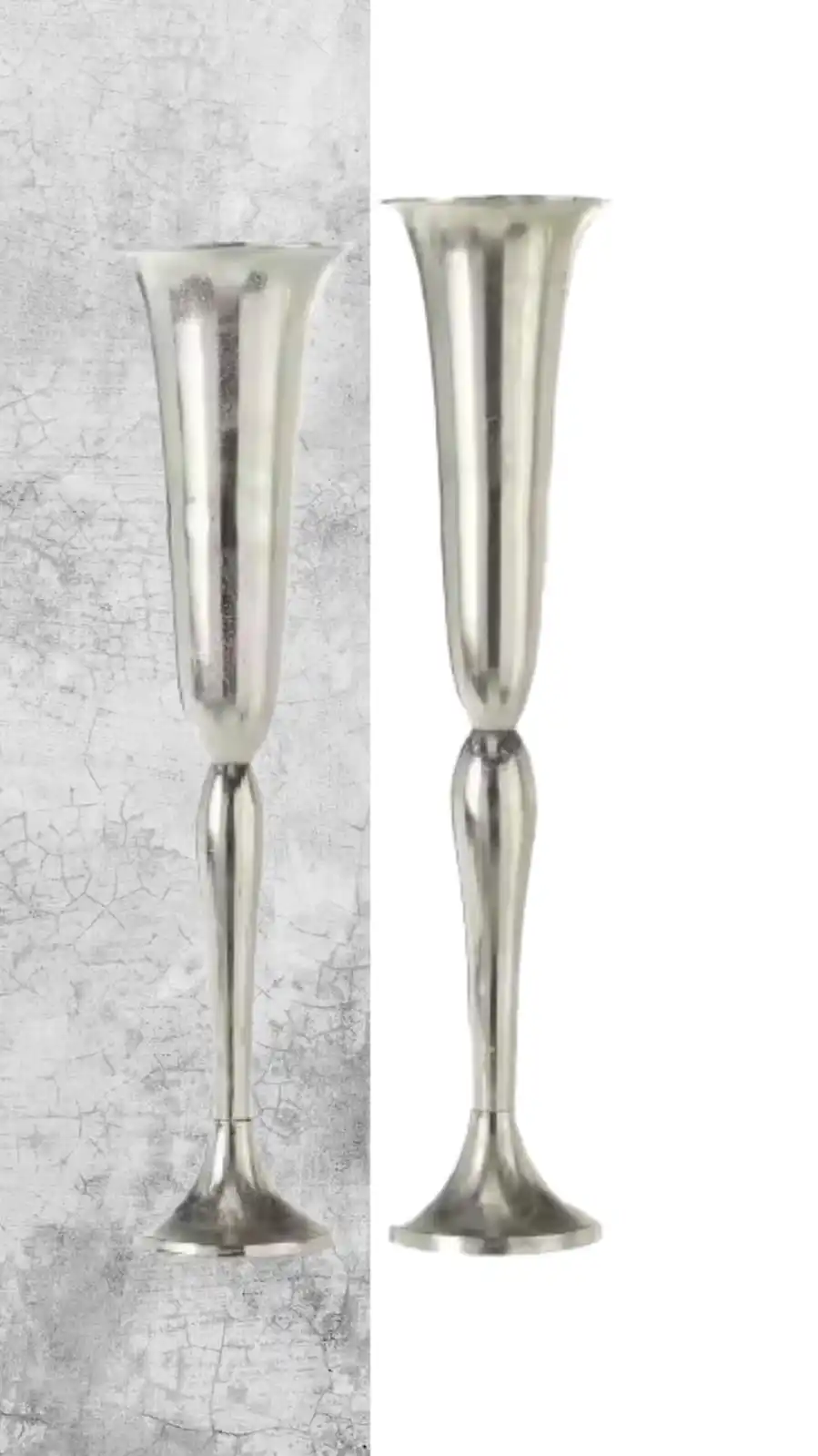 Modern Luxury Round Aluminum Flower Vase Silver Shiny Polish Decorative ...