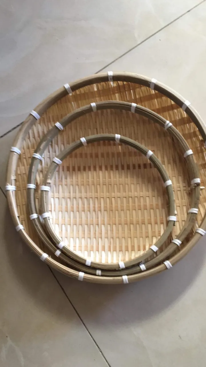 Handmade Natural Basket Bamboo Winnowing Storage Baskets Home ...