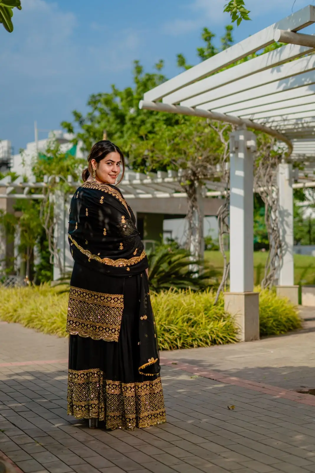 Designer Salwar Sharara Suit with Georgette Embroidery