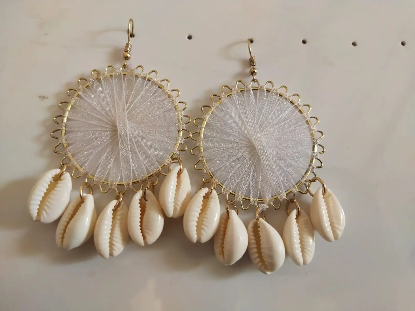Custom Made White Coloured Sea Shell Earrings Made From Real And ...