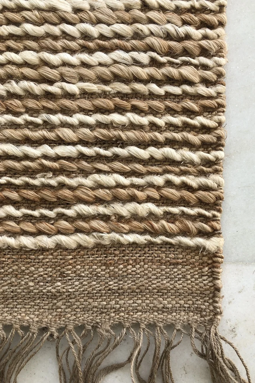 Modern Indian Hand Woven Jute and Cotton Flat Weave Rug Classy Dhurry ...