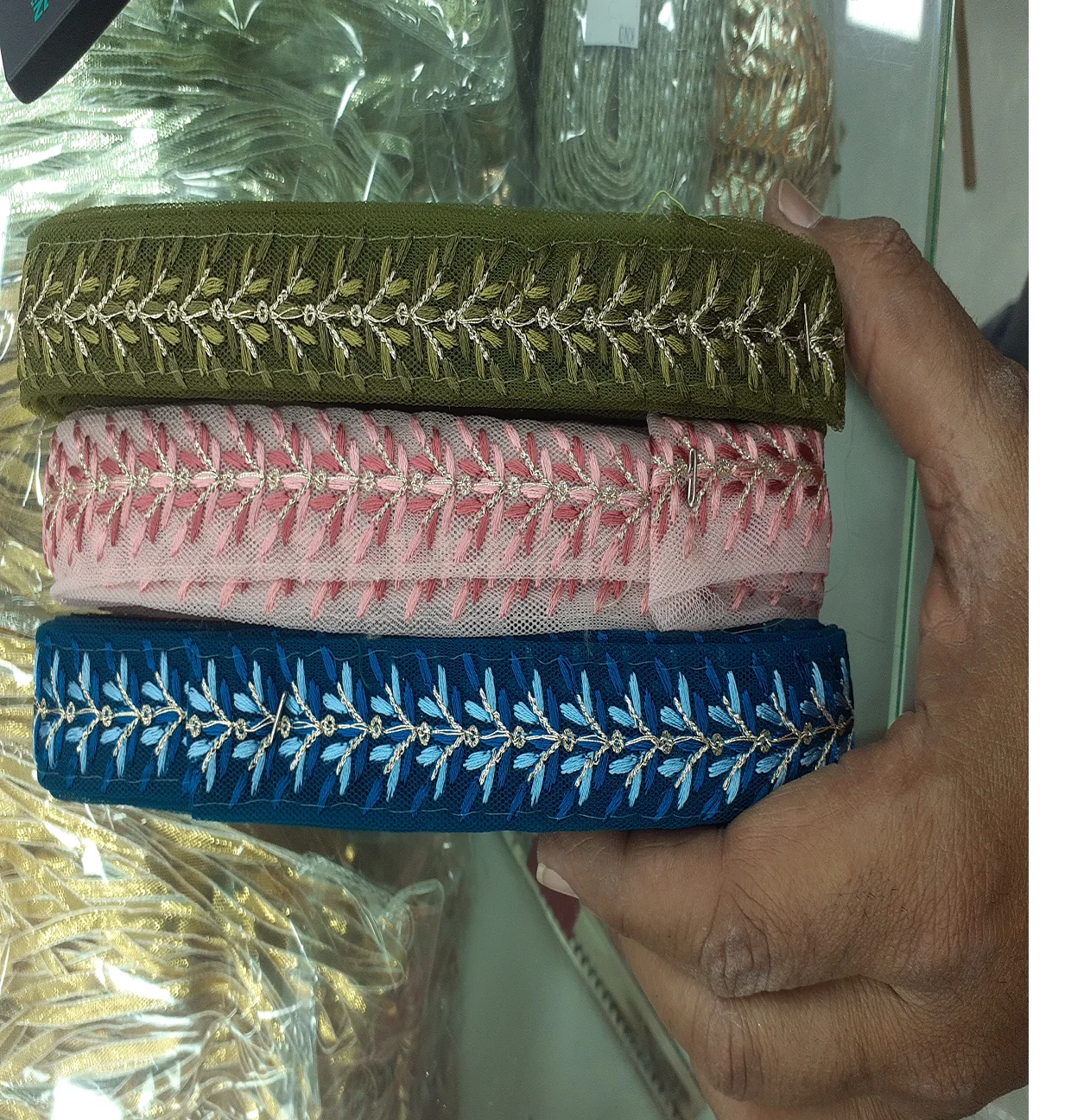 Custom Made Machine Embroidered Ribbons & Laces In Various Designs ...