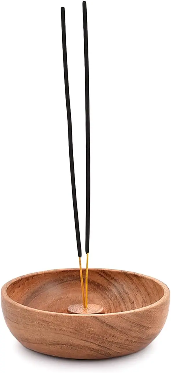 Acacia Wood Round Incense Stick Holder,Incense Burner,Ash Cather And ...