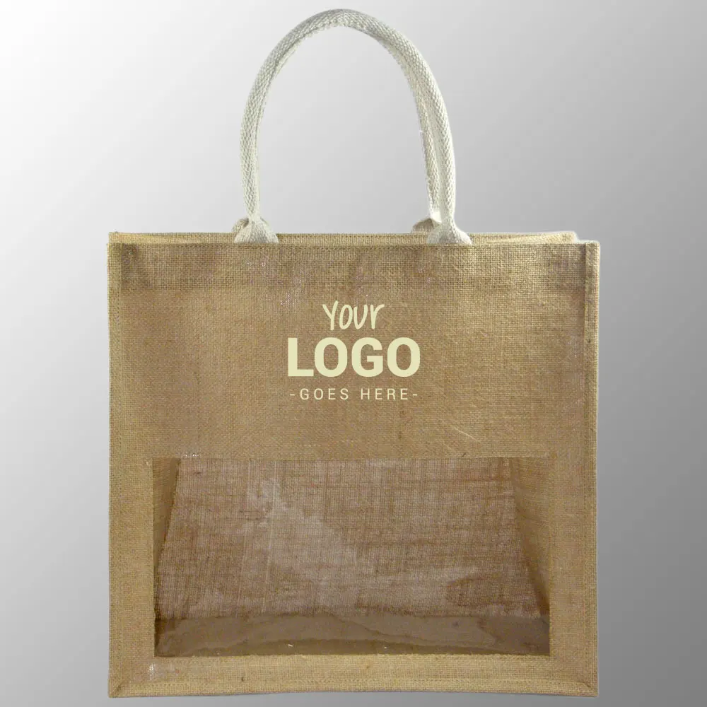Jute Bag with Clear PVC Window - Customizable Promotional Gift