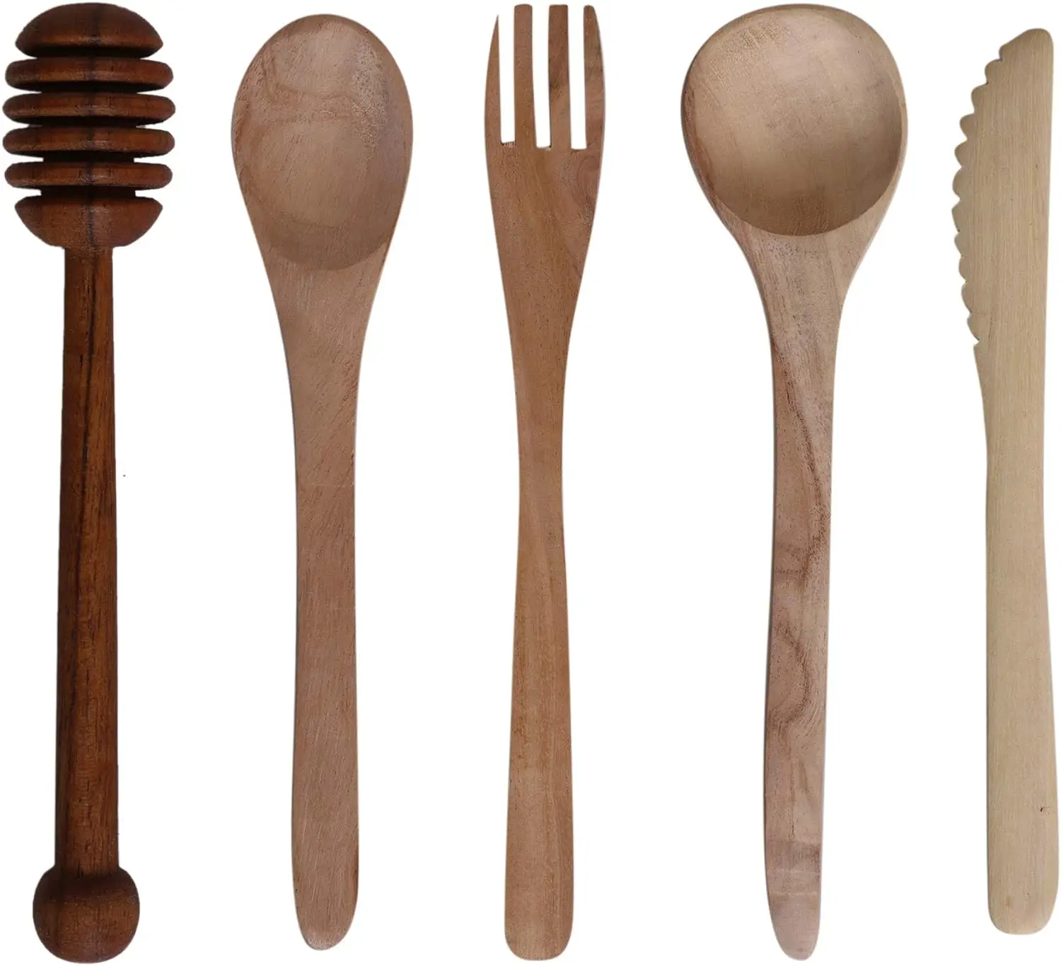 Wooden Spoon Set-5 Piece Cutlery Set-antique Knife-fork-spoon-honey ...