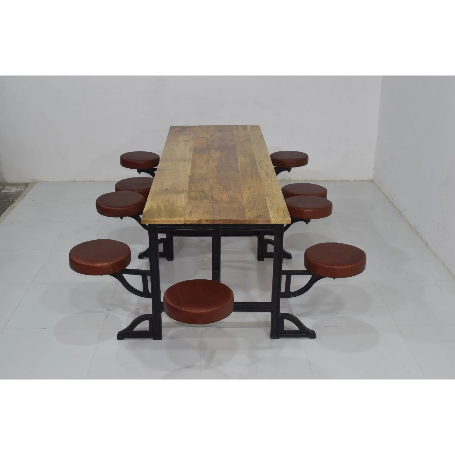 Vintage Industrial Cast Iron Dining Table Swing Leather Seat Foldable ...