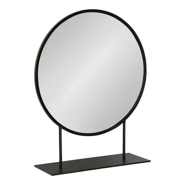 Modern & Contemporary Round Metal Table Mirror Matte Black Frame Finished Desktop Mounted - Buy ...