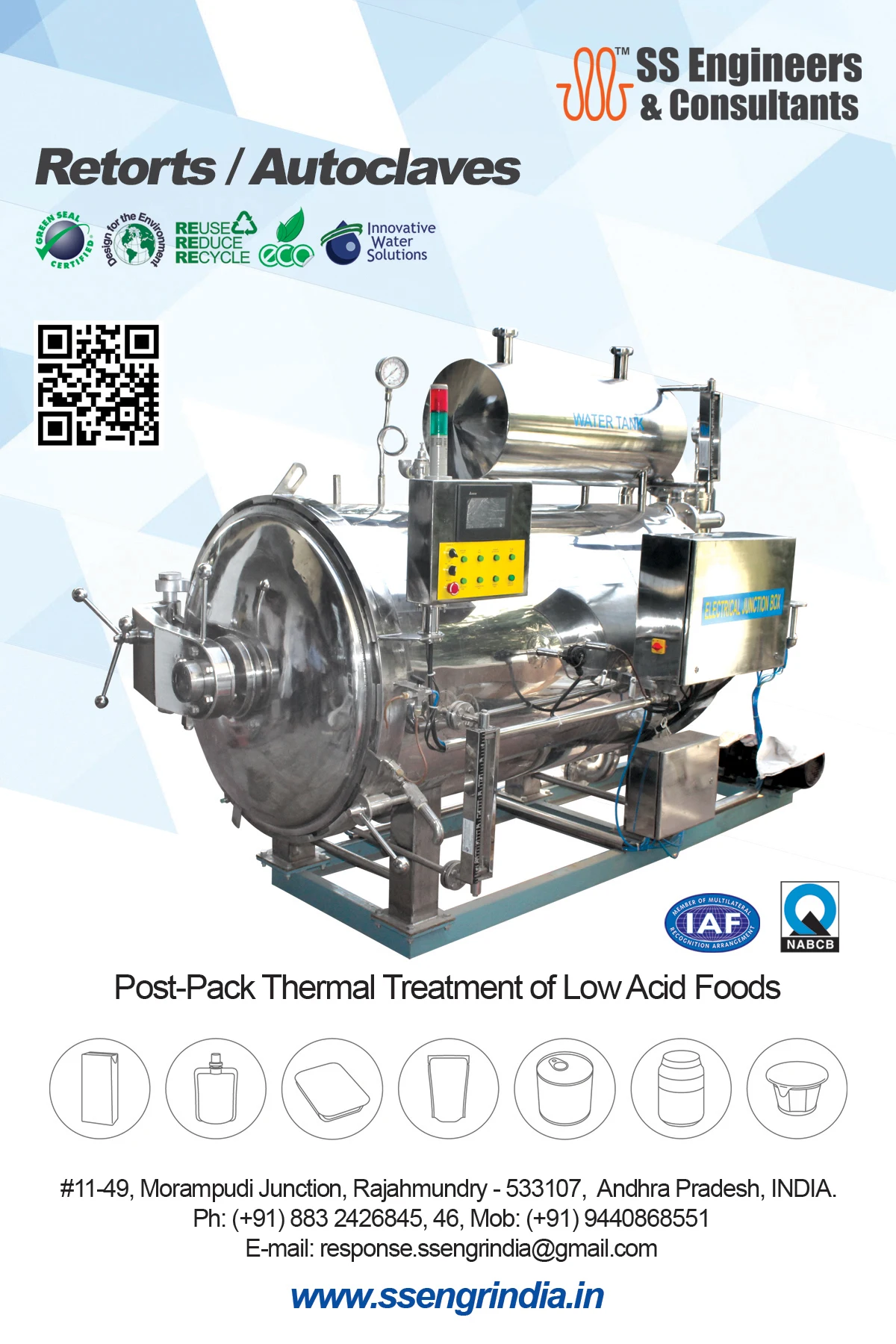 200l 500 Liters Small Vertical Retort Machine Autoclave Industrial ...
