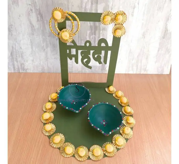 Beautiful Traditional Mehndi Platter Haldi Mehndi Pithi Sangeet Thali ...