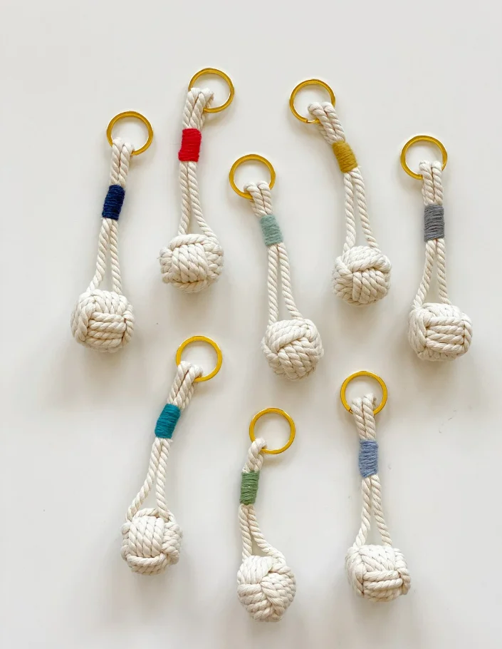 Monkey Fist Knot Keychain W/ Brass Shackle - 4.5" Long - Handmade ...