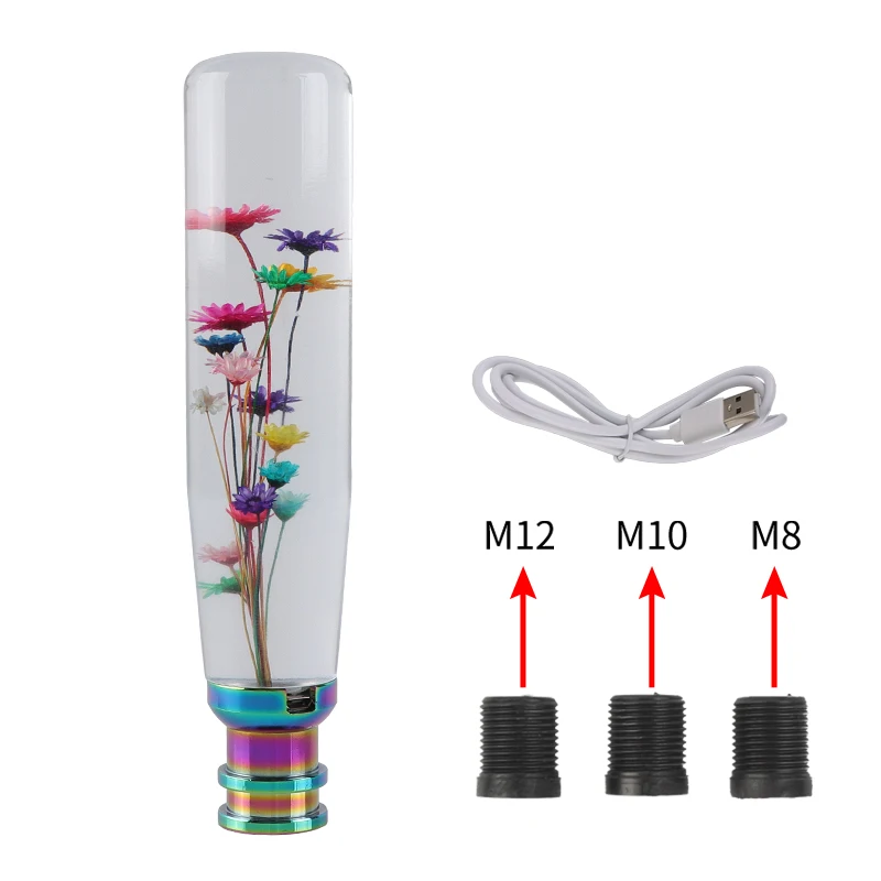 JDM Gear Shift Knob with Clear Real Flower LED Light