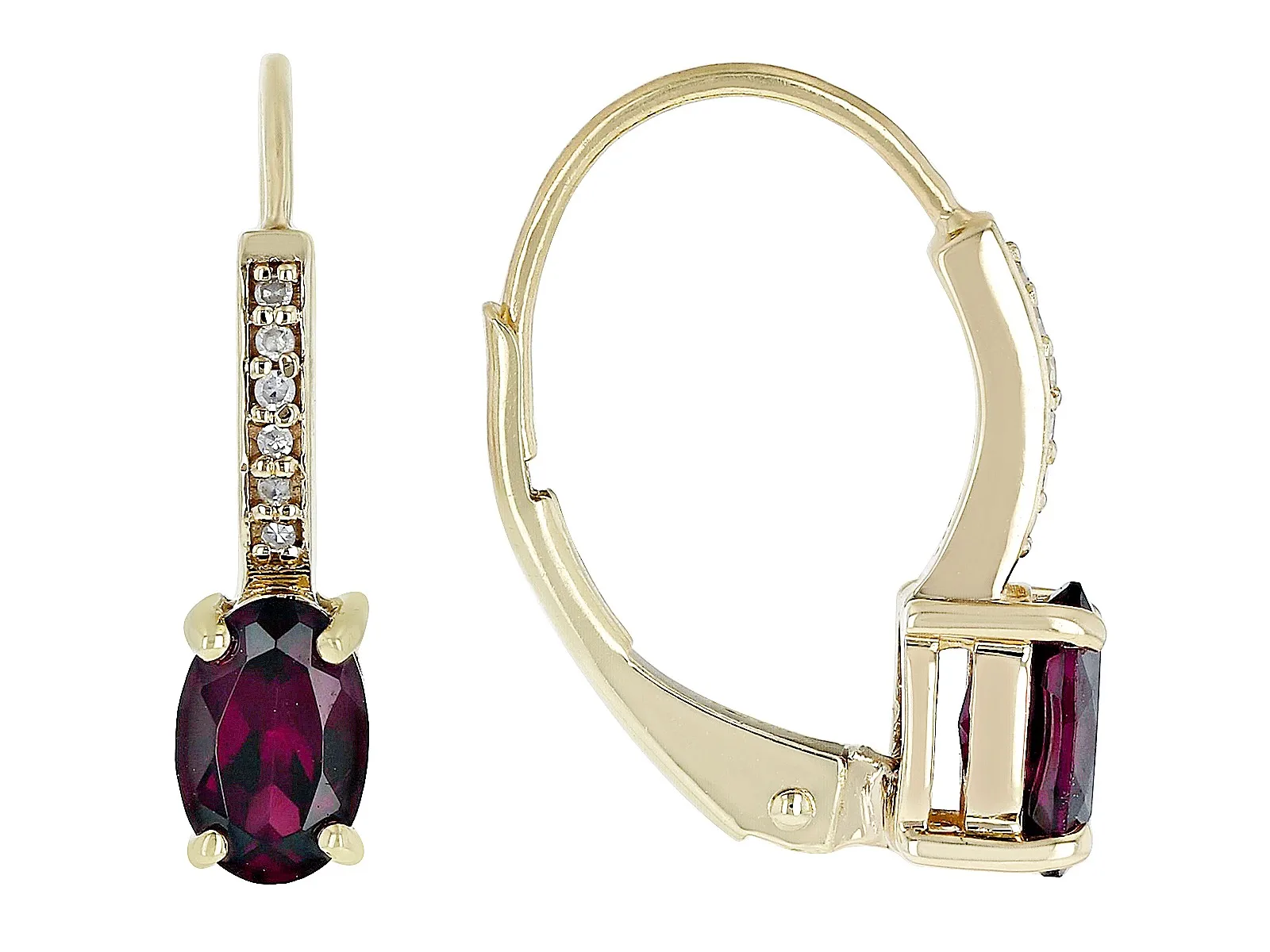 Raspberry Color Rhodolite 10k Yellow Gold Earrings | Elegant Gemstone ...