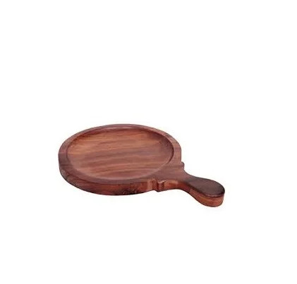 Wooden Pizza Pan Board Acacia Bark Serving Board with Handles for Pizza ...
