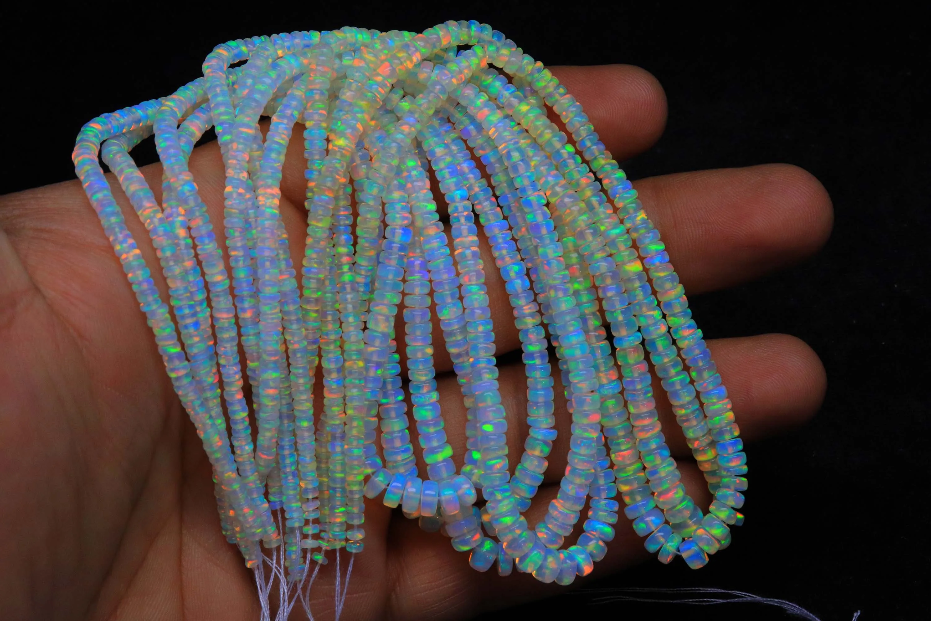 Natural Ethiopian Opal Beads Strand Smooth Polished Opal Necklace 3-5mm ...