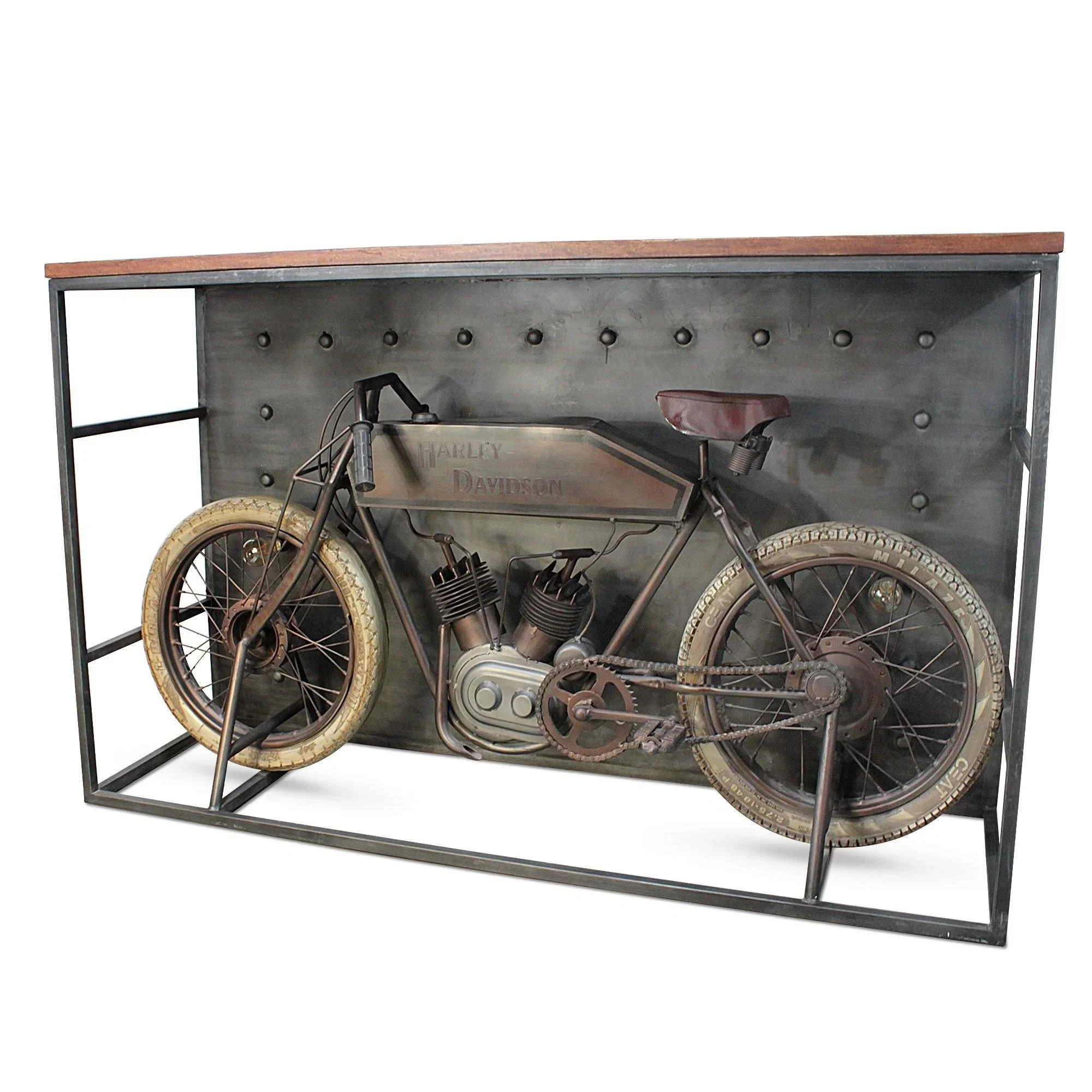 Harley Davidson Antique Motorcycle Bike Bar Pub Table - Lighted Accent
