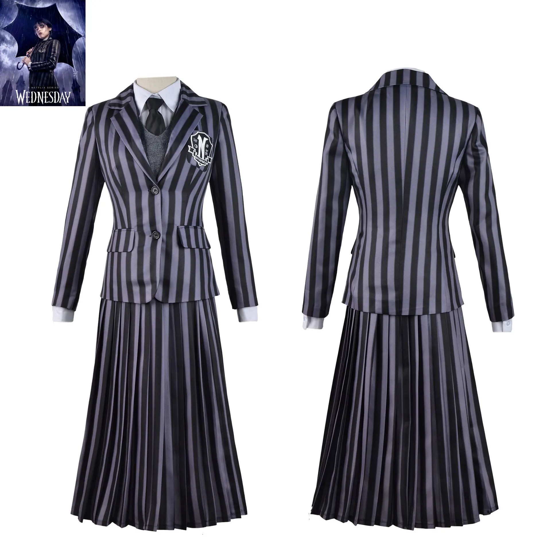 6 Pcs Component Costume Nevermore The Addams Family Goody Wednesday ...
