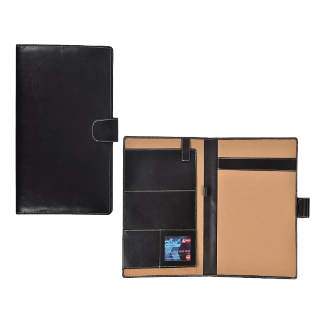 100% Genuine Leather Document File Leatherette File Folder Portable ...