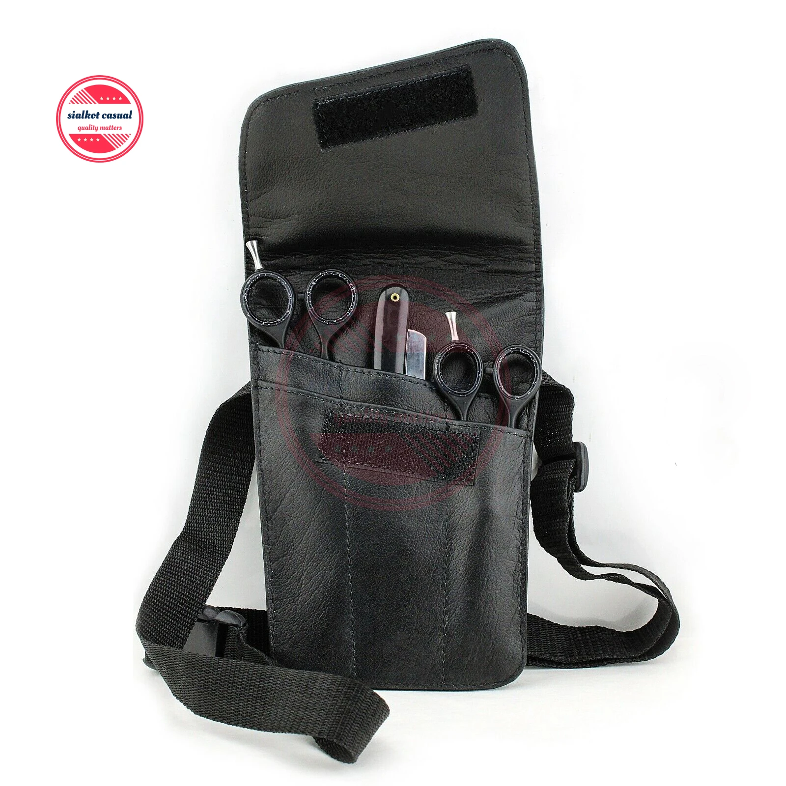 Genuine Leather Salon Shear Holster Pouch | Hairdressing Barber Hair Shears Razor Combs Tools ...
