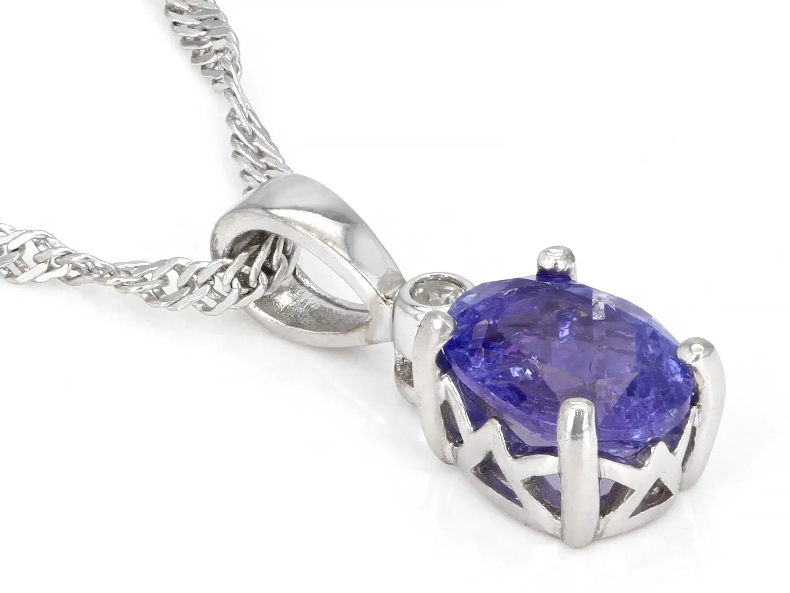 Celestial Blue Tanzanite Pendant With Chain,Rhodium Over 925 Sterling ...
