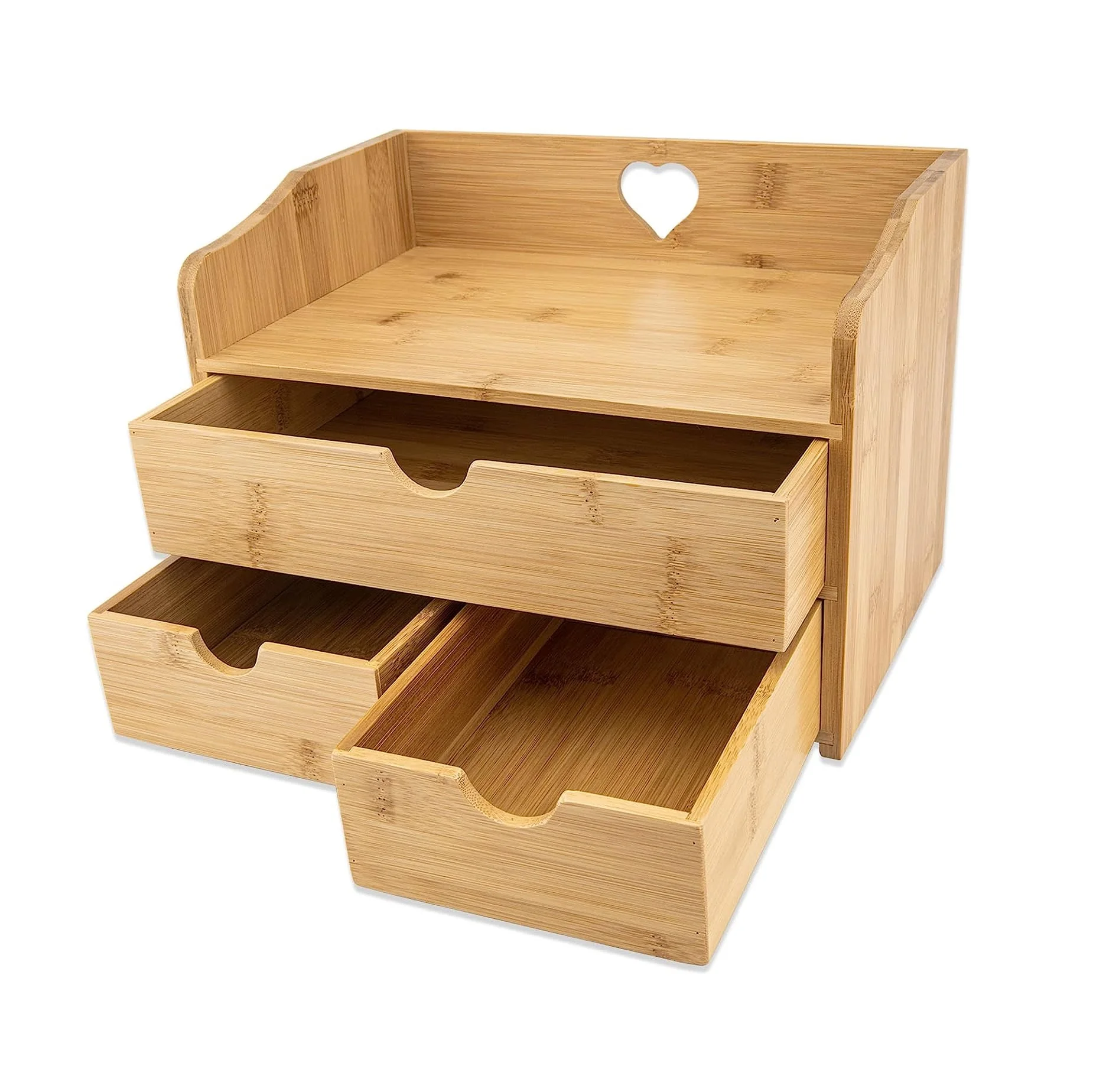 Bamboo Desk Organizer with Drawers - Stylish Storage