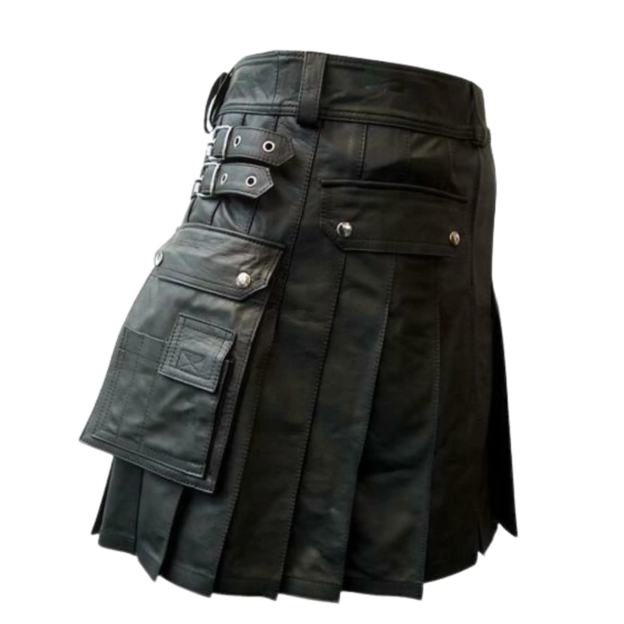 Men Utility Leather Kilts Traditional Scottish Black Leather Kilt For Men's Stylish Best Design ...