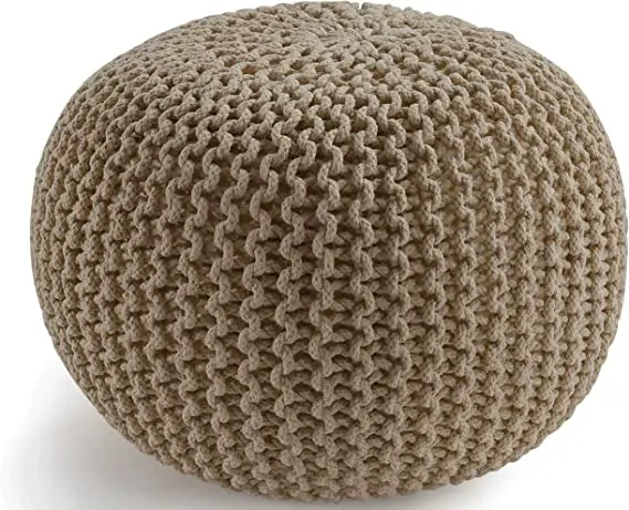 MORE Pouf Ottoman Foot Stool Poof - Macrame Pouf - Floor Ottoman - 100% ...