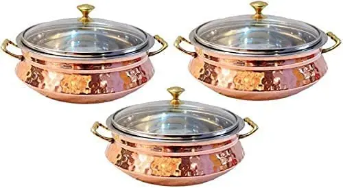 2023 Best Selling Copper & Stainless Steel Hammered Handi With Lid ...