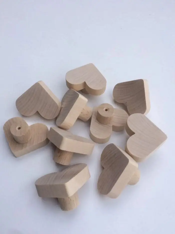 Wooden Heart Shaped Knob Pull Cabinet Drawer For Home Dresser Door ...