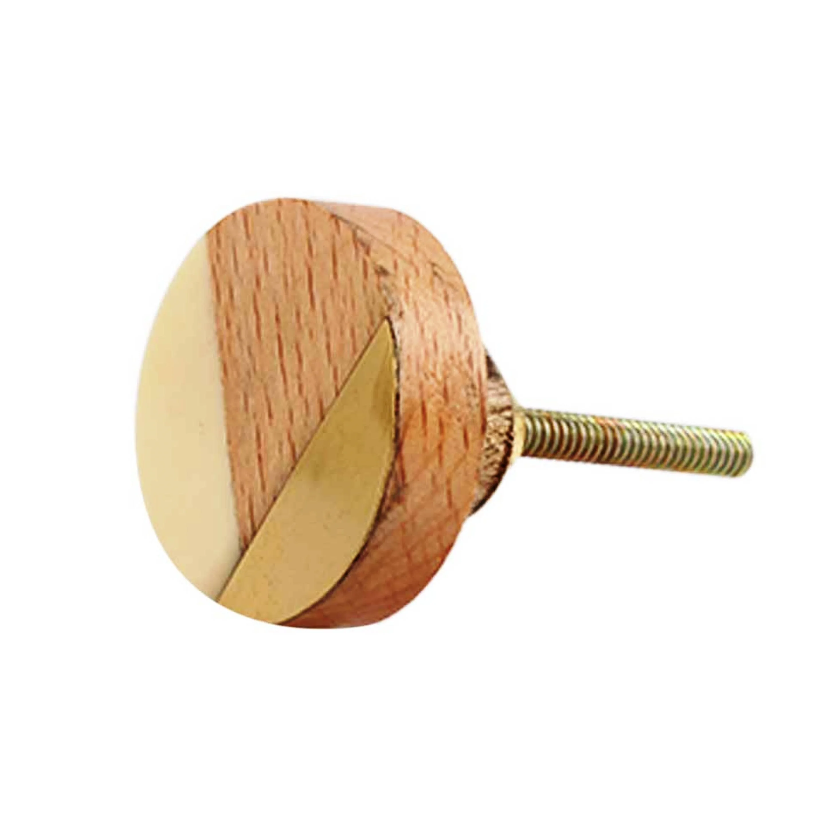 Half Moon And Round Marble & Wood Knob With Brass Strips Luxury Wood ...