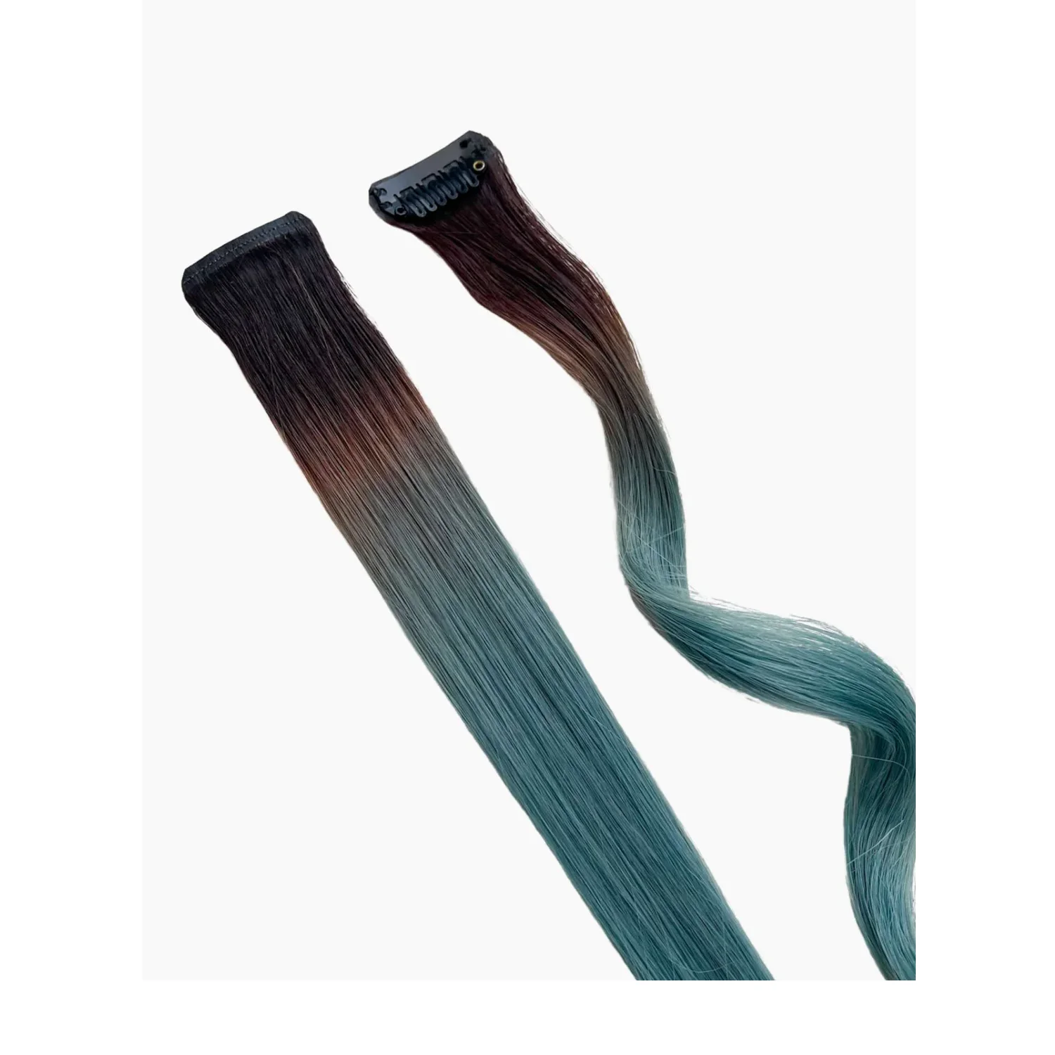 High Quality Ombre Persian Blue Streaks Clip In Hair Extension With 100 ...