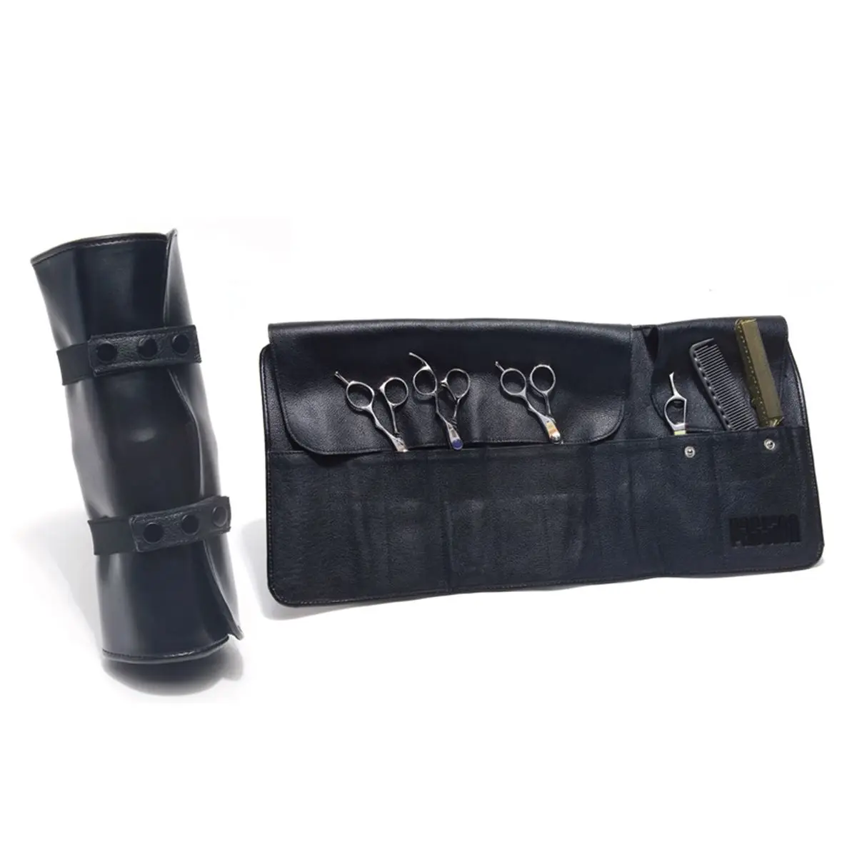 Leather Roll up Case Pouch for Hairdressing Salon Hair Shear Combs ...
