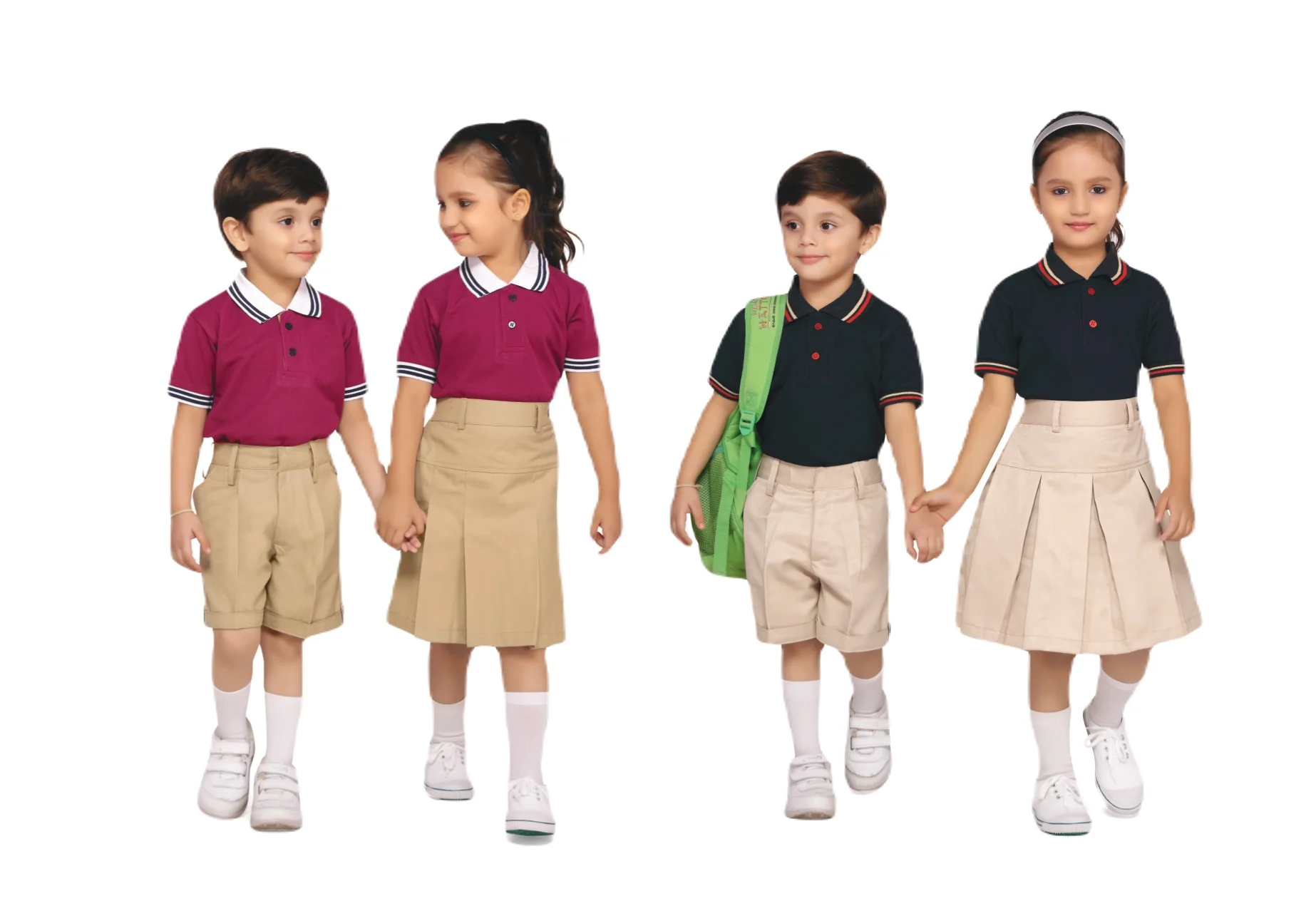 Children Student Clothing School Uniforms Plain T Shirt Red Checks ...